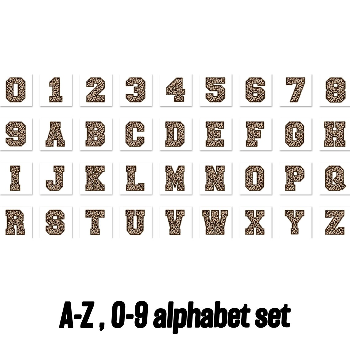 Leopard Black Glitter Alphabet Letters and Number Set Clipart, Sport ...