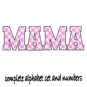 Pastel Pink Checkered Alphabet and Checkered Numbers ,kids Alphabet ...