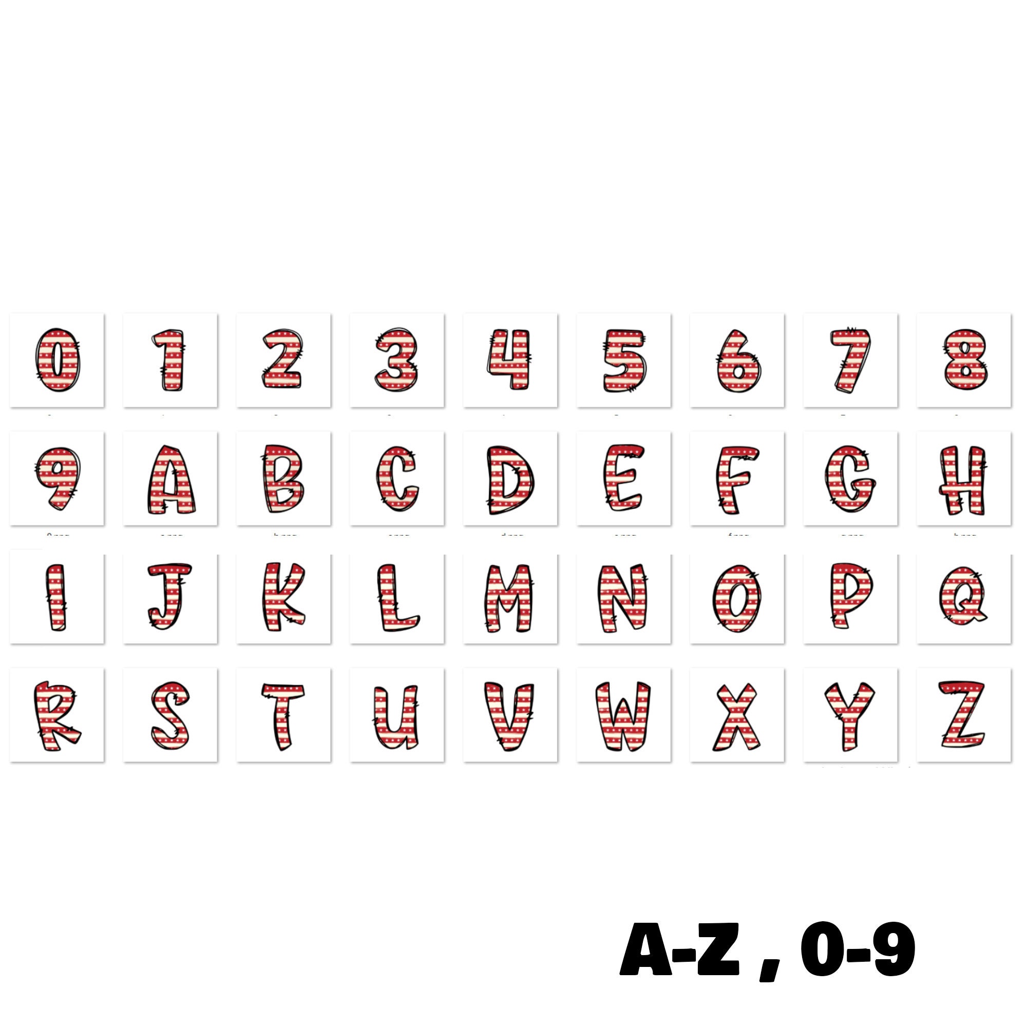 BUNDLE Patriotic Alphabet PNG, 4th of July, Independence Day, Alpha ...