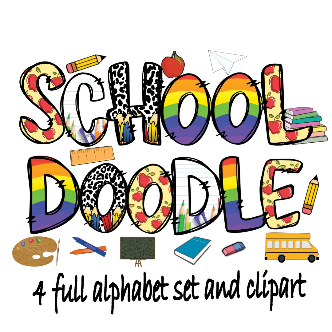 School Doodle Alphabet Bundle,school Letters,alpha Doodle,teacher ...