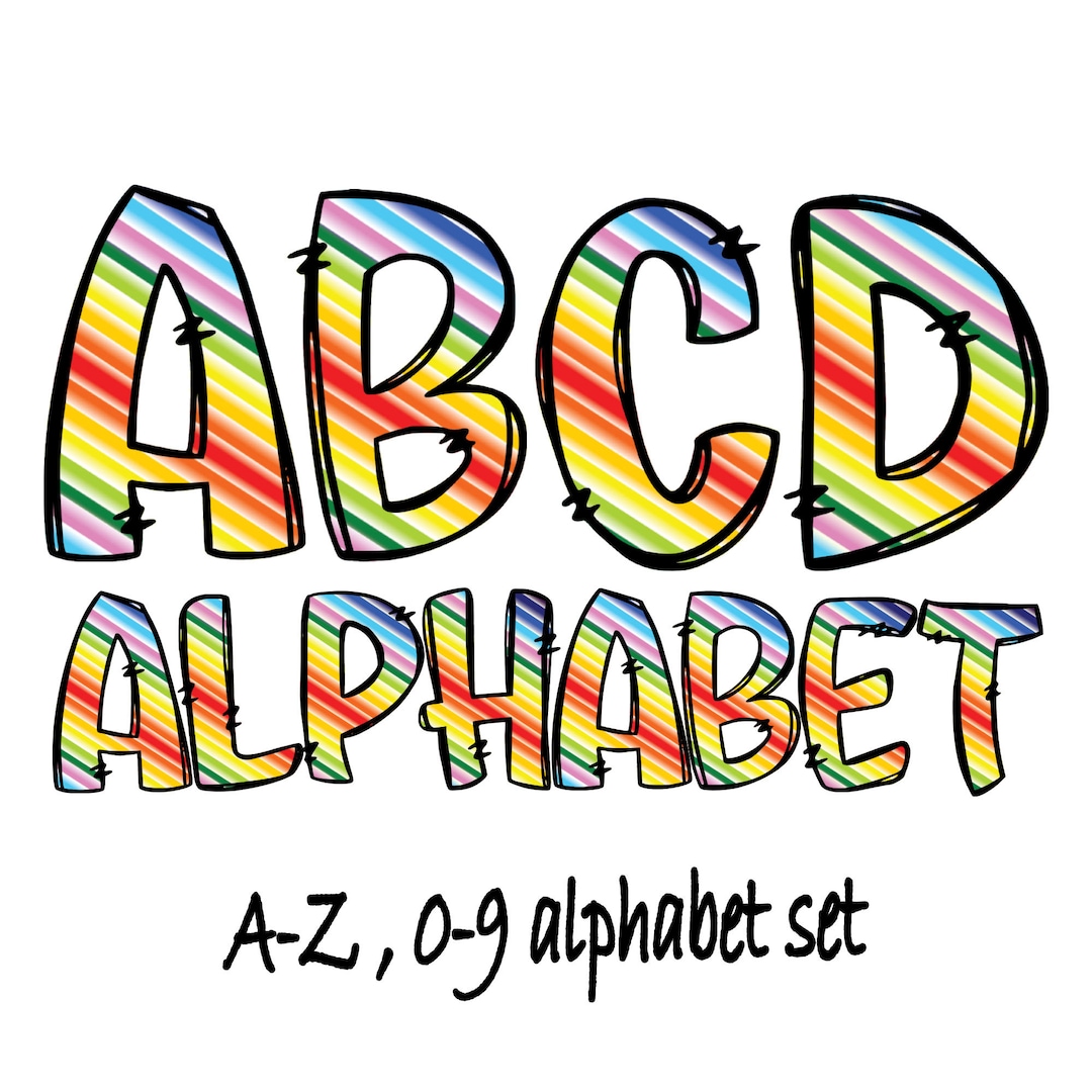 Rainbow Doodle Letters, Rainbow Colorful Bright, Teacher Doodle Letters ...