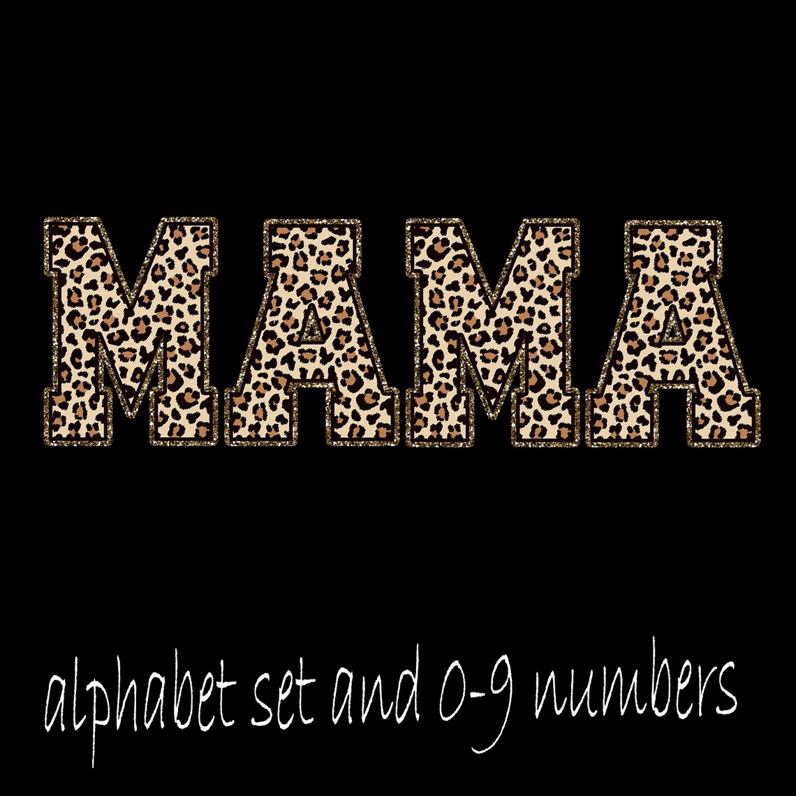 Leopard Black Glitter Alphabet Letters and Number Set Clipart, Sport ...