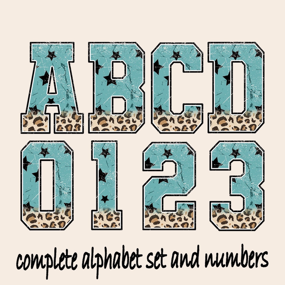 Western Leopard Alphabet Letters and Number Set Clipart, Sport Alphabet ...