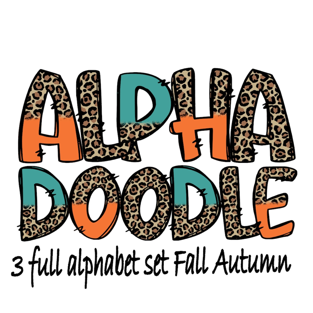 Fall Doodle Alphabet Bundle, Autumn PNG Letters, A-Z Upper Case Font ...