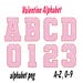 Light Pink Valentine Alphabet and Numbers ,retro Alphabet Letters, PNG ...