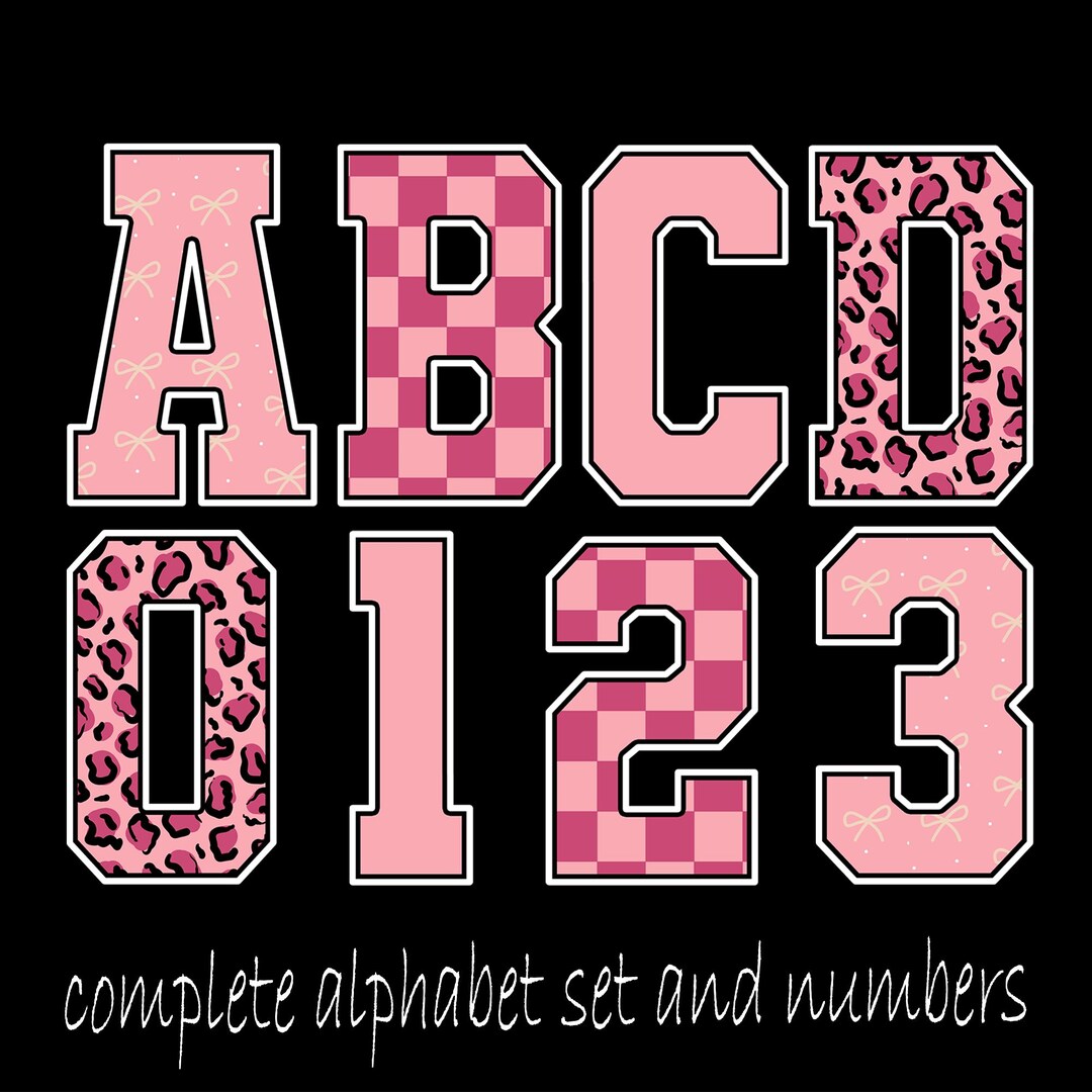Pink Valentine Alphabet and Numbers Bundle, Coquette Valentine Alphabet ...
