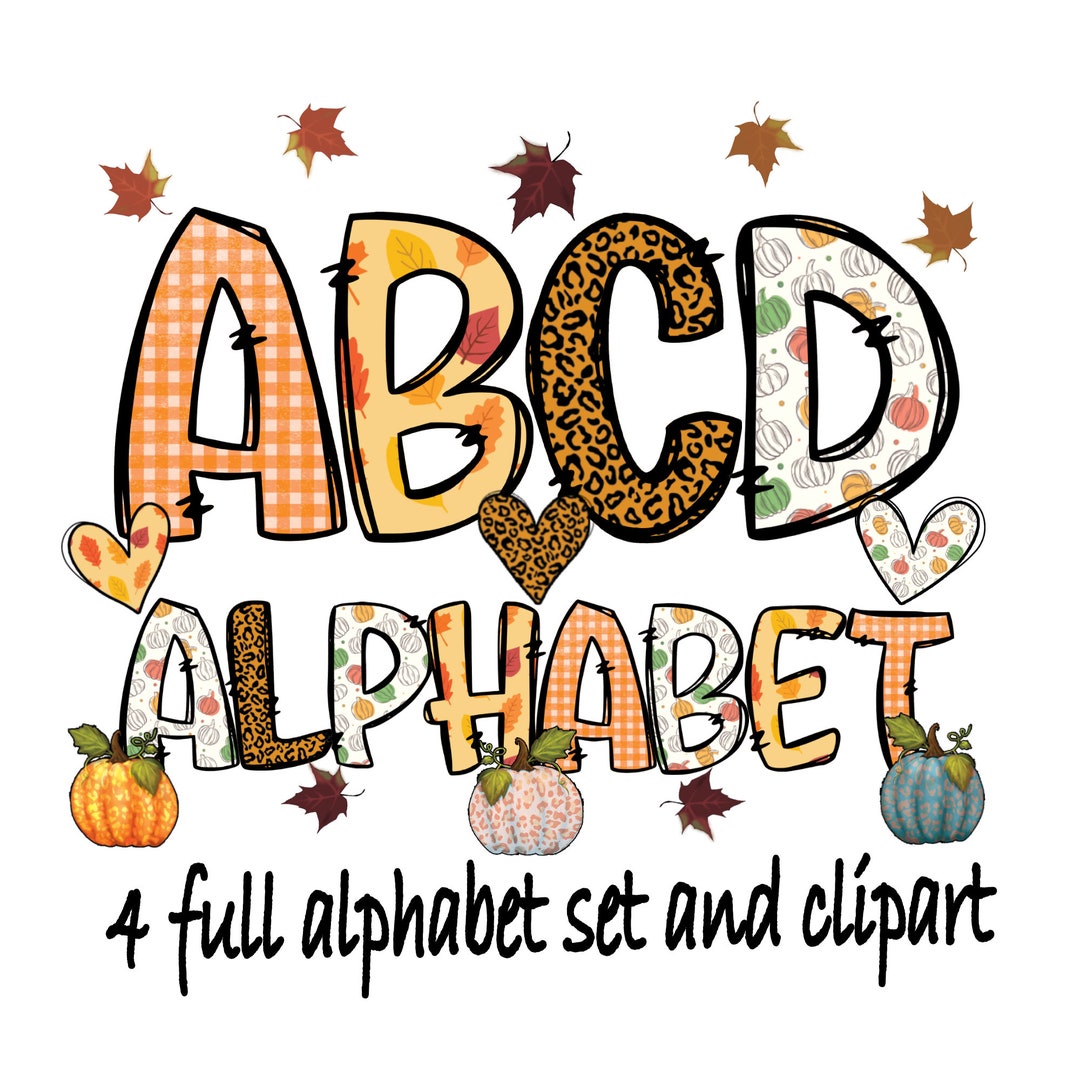 Fall Doodle Alphabet Bundle, Autumn PNG Letters, Numbers & Accessories ...