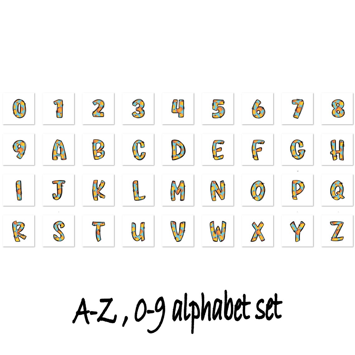 Fall Doodle Alphabet Bundle, Autumn PNG Letters, Numbers, A-Z Upper ...