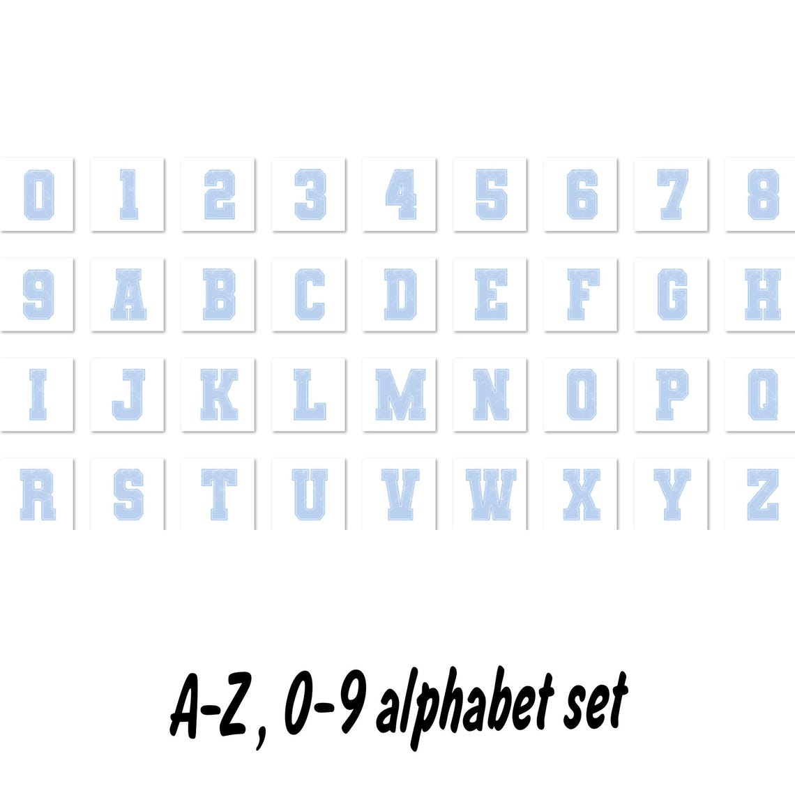 Light Blue Alphabet and Numbers ,retro Alphabet Letters, PNG File, Mama ...