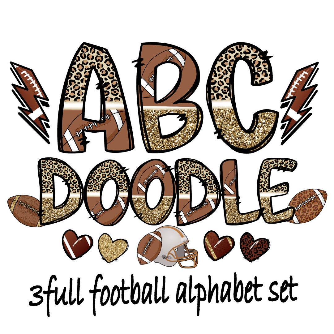 Football Alphabet Letters PNG Bundle, Football Sports Doodle Letters ...