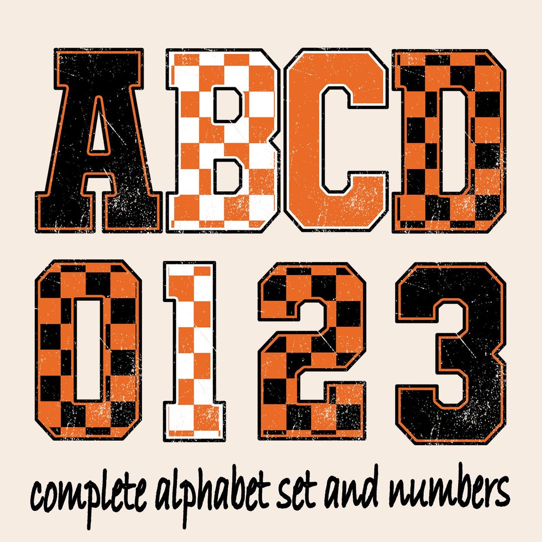 Distressed Halloween Checkered Bundle Alphabet and Checkered Numbers ...