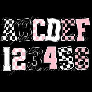 Checkered Bundle Alphabet and Checkered Numbers, Retro Alphabet Letters ...