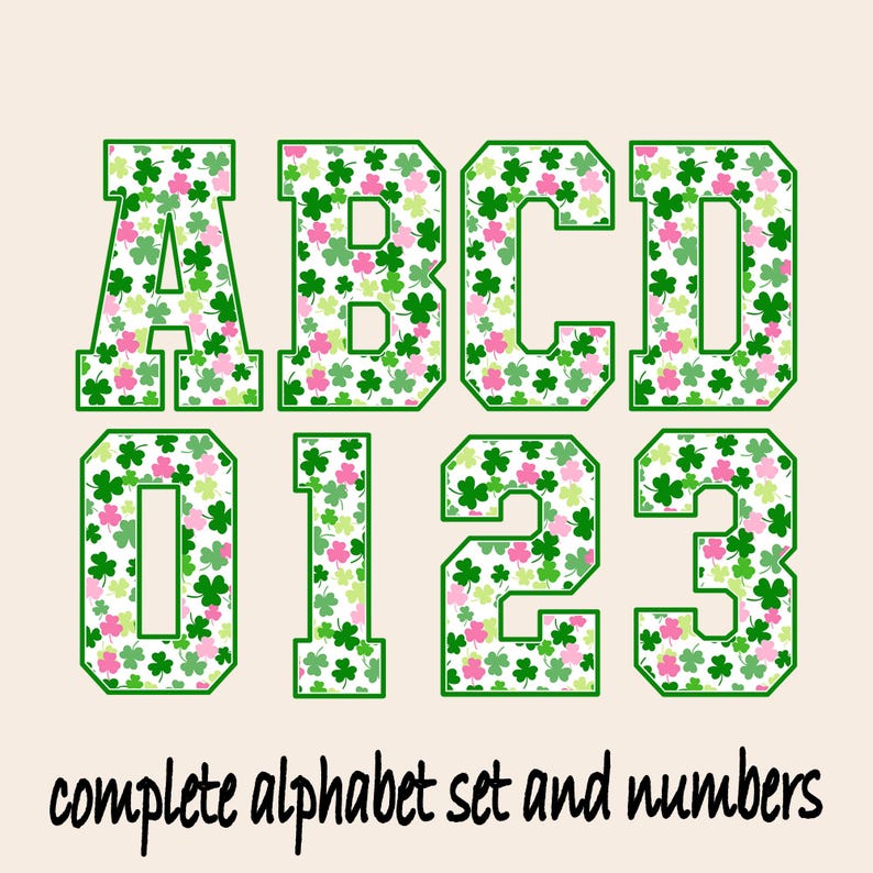 St. Patrick's Day Alphabet Set , Pink and Green Shamrock Letters Png ...