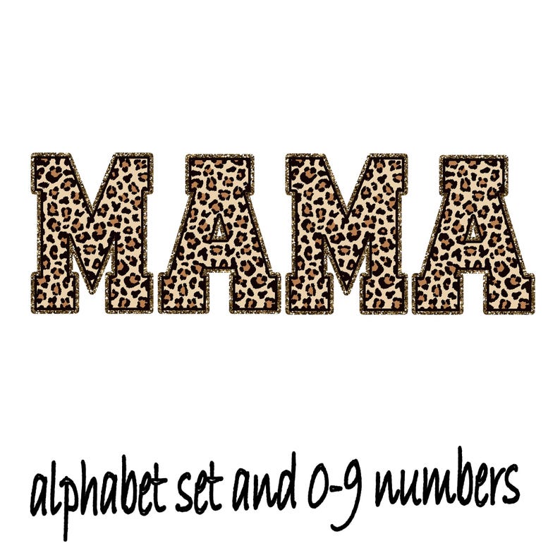 Leopard Black Glitter Alphabet Letters and Number Set Clipart, Sport ...
