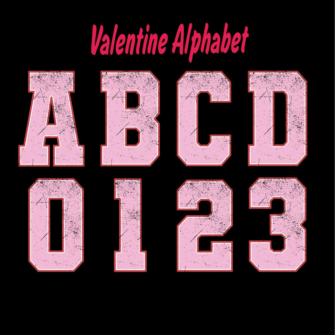 Light Pink Valentine Alphabet and Numbers ,retro Alphabet Letters, PNG ...