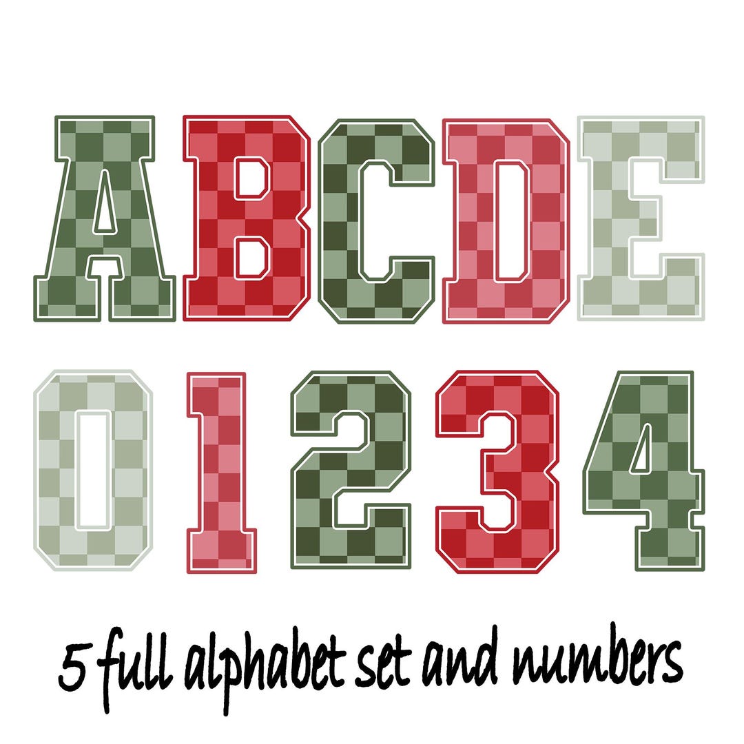 Plaid Checkered Alphabet Set and Numbers, Christmas Alphabet ,holiday ...