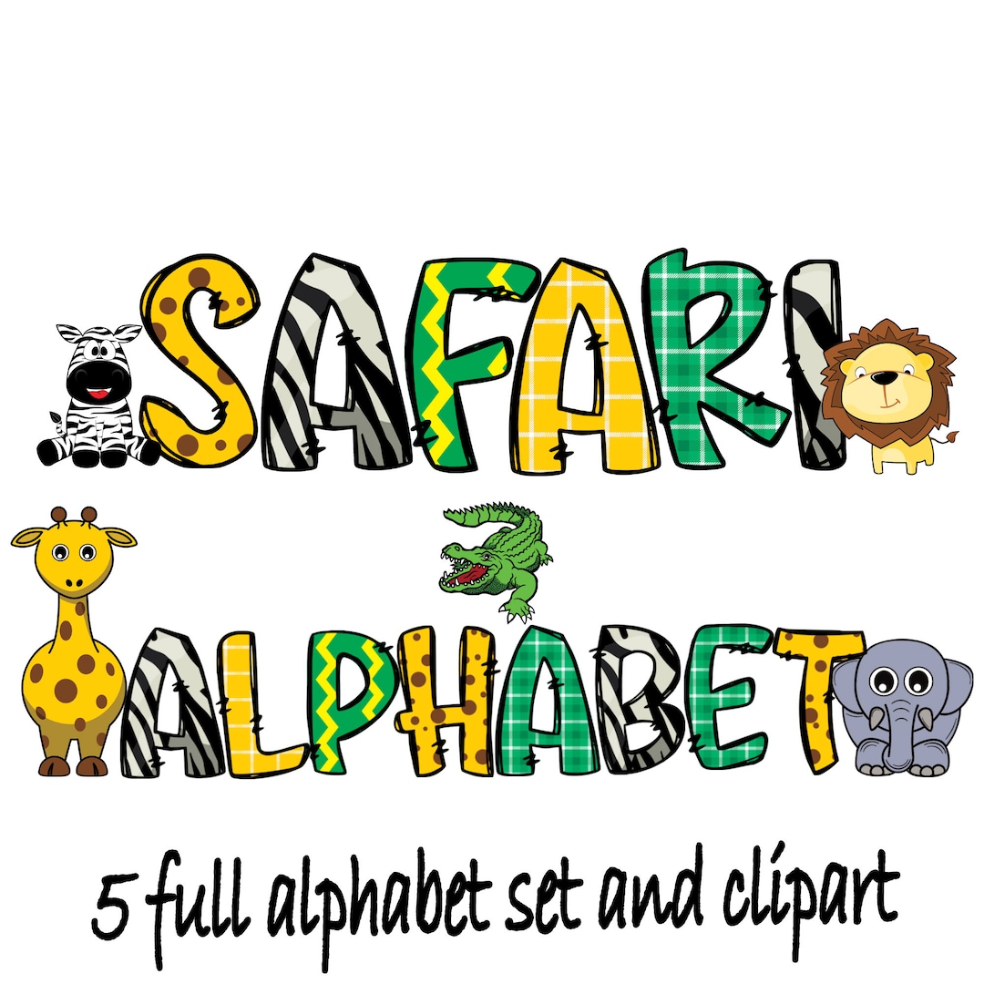 Safari Animals Zoo Alphabet Doodle Letters, Bundle,numbers&accessories ...