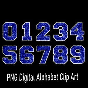 Sequin Faux Glitter Blue and Silver Alphabet Letters and Number Set ...