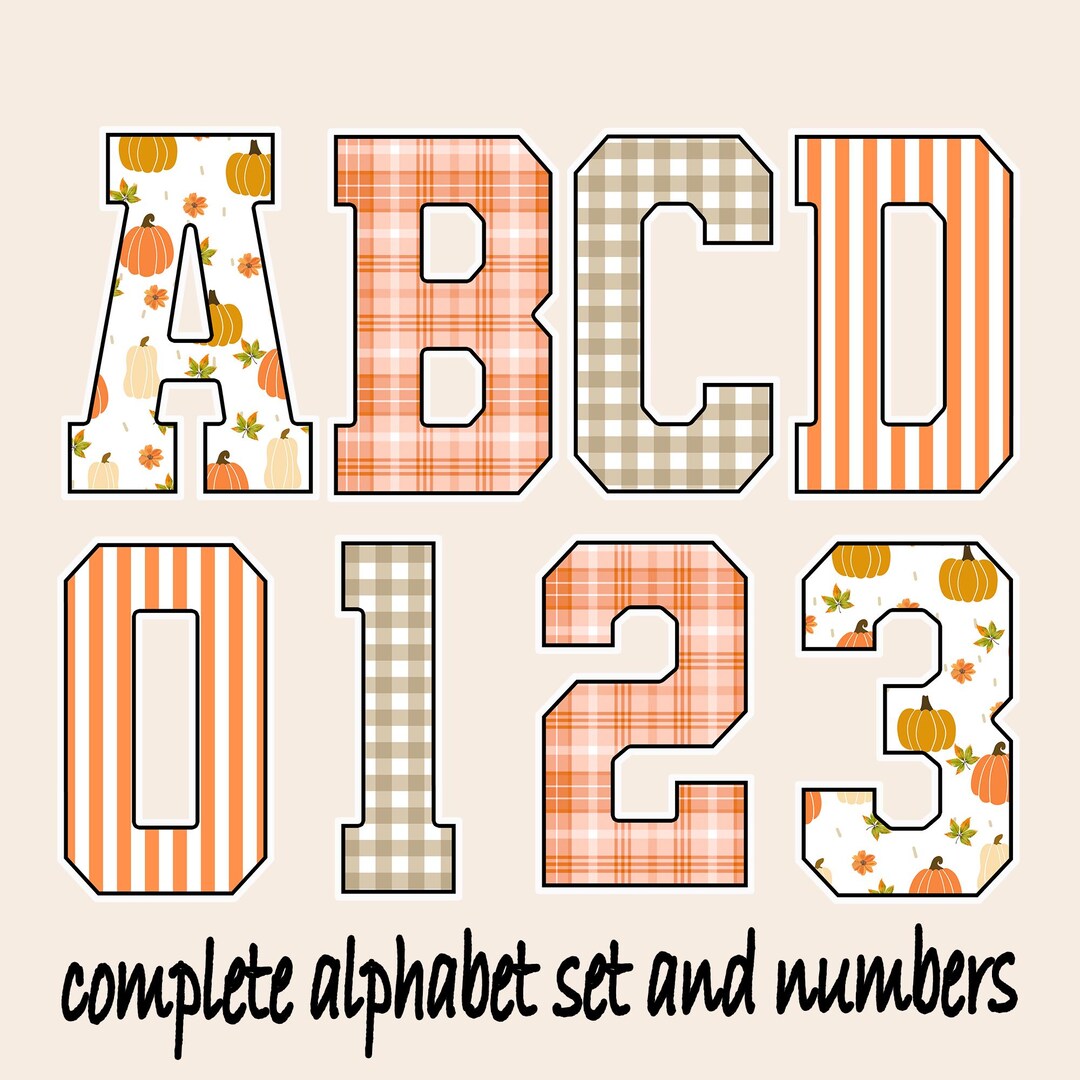 Fall Pumpkin Alphabet Set Bundle, Autumn PNG Letters, Numbers Png ...