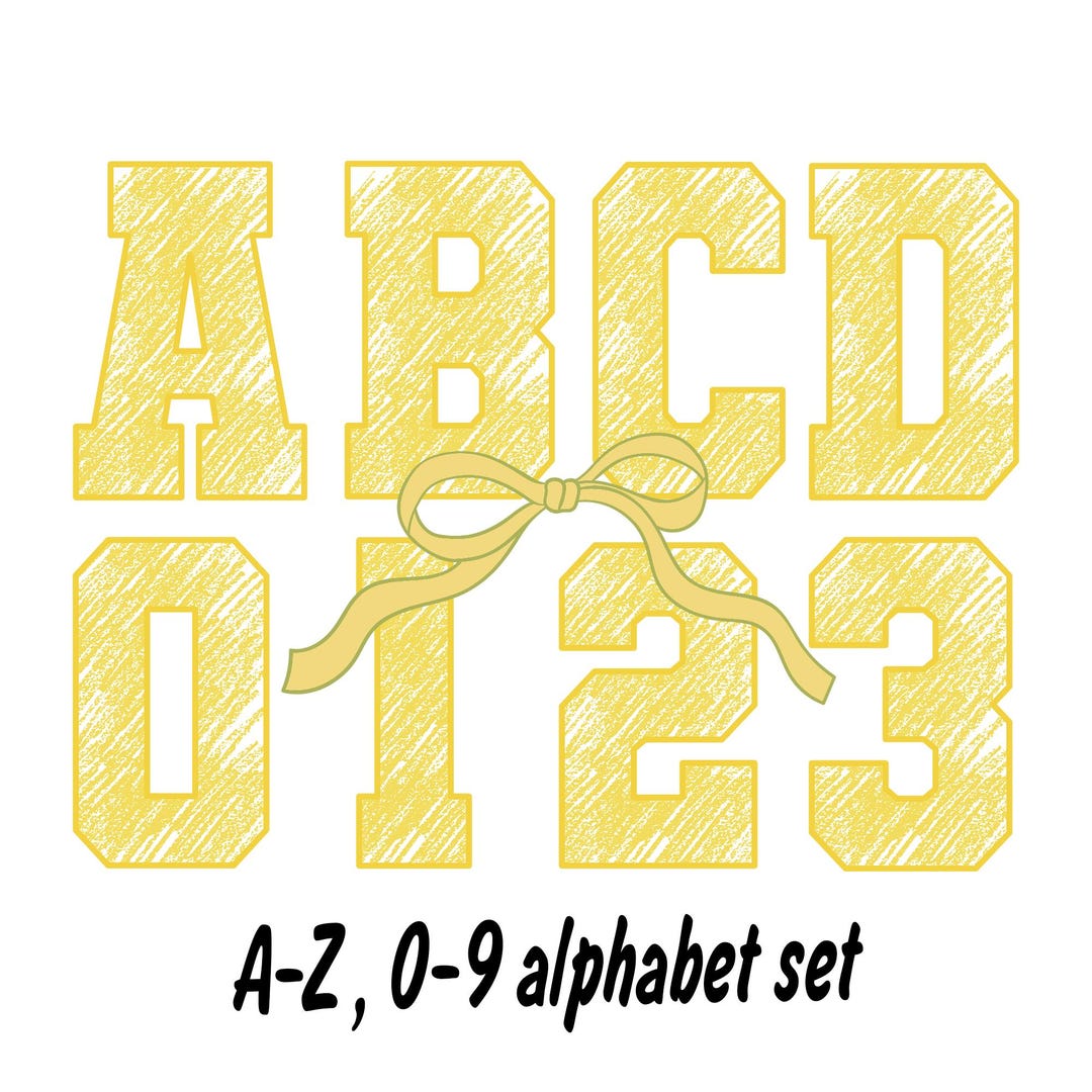 Yellow Coquette Bow Alphabet and Numbers, Mama PNG Alphabet Letters ...