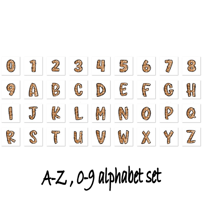 Safari Animals Skin Alphabet Doodle Letters, Bundle, Leopard Print ...