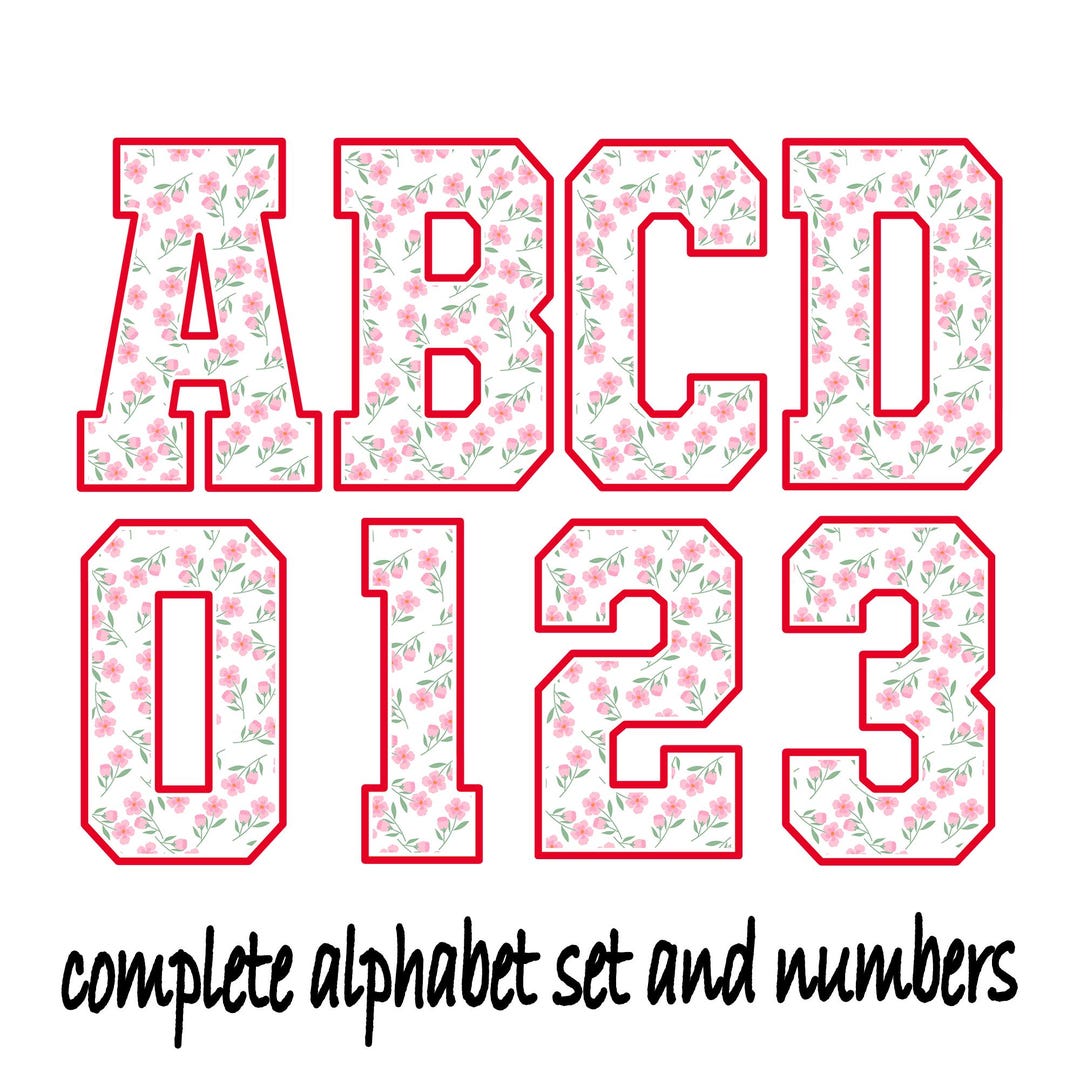 Pink Flower Valentine Alphabet and Numbers ,flower Pattern Alphabet ...