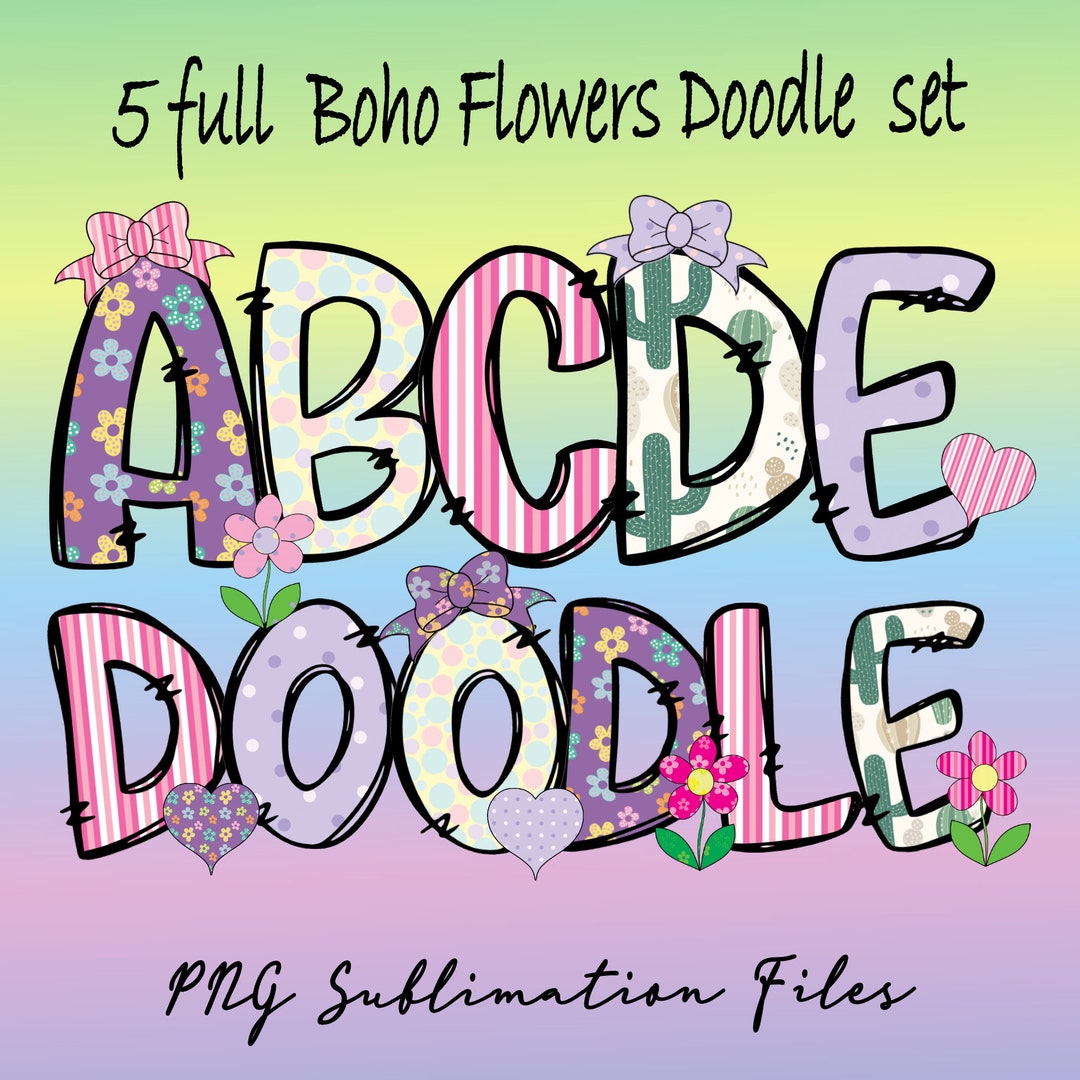 Cute Mama Doodle Alphabet Letters Sublimation Clipart PNG, Summer Boho ...