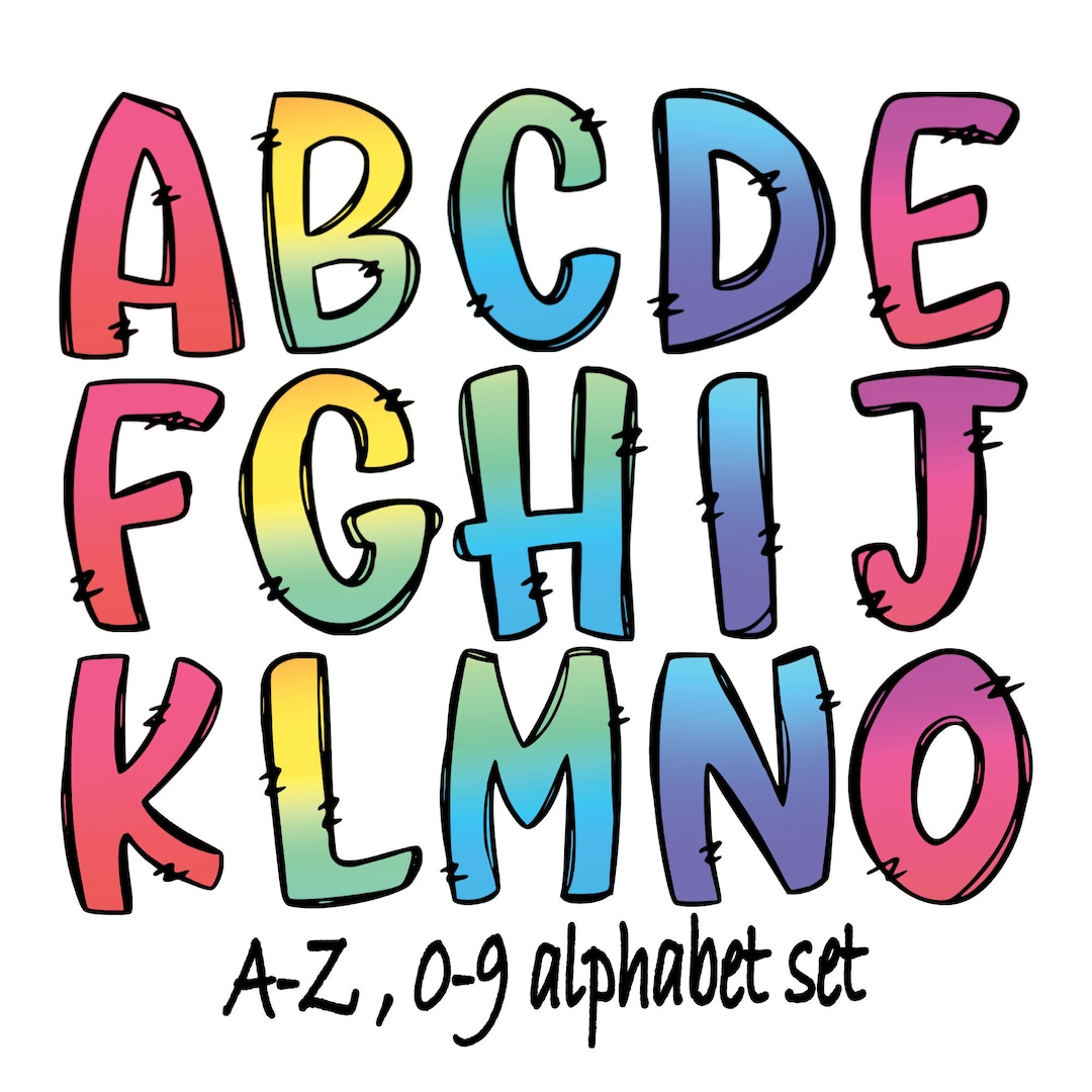 Rainbow Doodle Letters, School Letters, Teacher Doodle Letters, Doodle ...