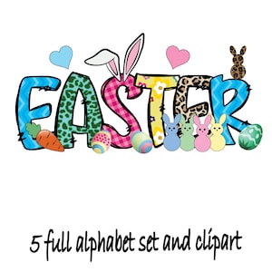 Easter Alphabet Doodle Letters PNG Bundle,bunny,easter Eggs,leopard ...