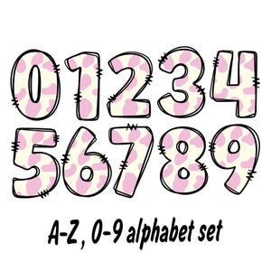 Pink Cow Animals Skin Alphabet Doodle Letters, Bundle, Cow Print ...