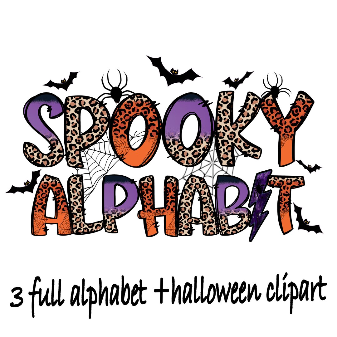 BUNDLE Halloween Alphabet Png,halloween Doodle,halloween PNG Letters ...