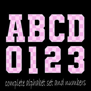 PINK CHECKERED Valentine Alphabet and Numbers ,retro Alphabet Letters ...