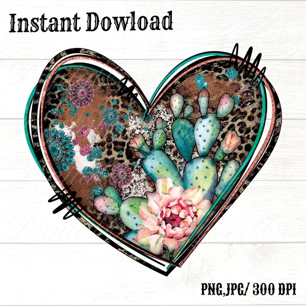 Cheetah Heart Cactus Svg - Etsy