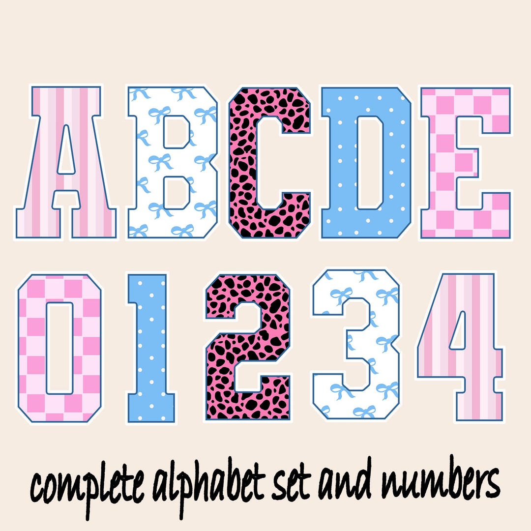 Cute Pastel Pink Coquette Bow Alphabet and Numbers, Mama Coquette PNG ...