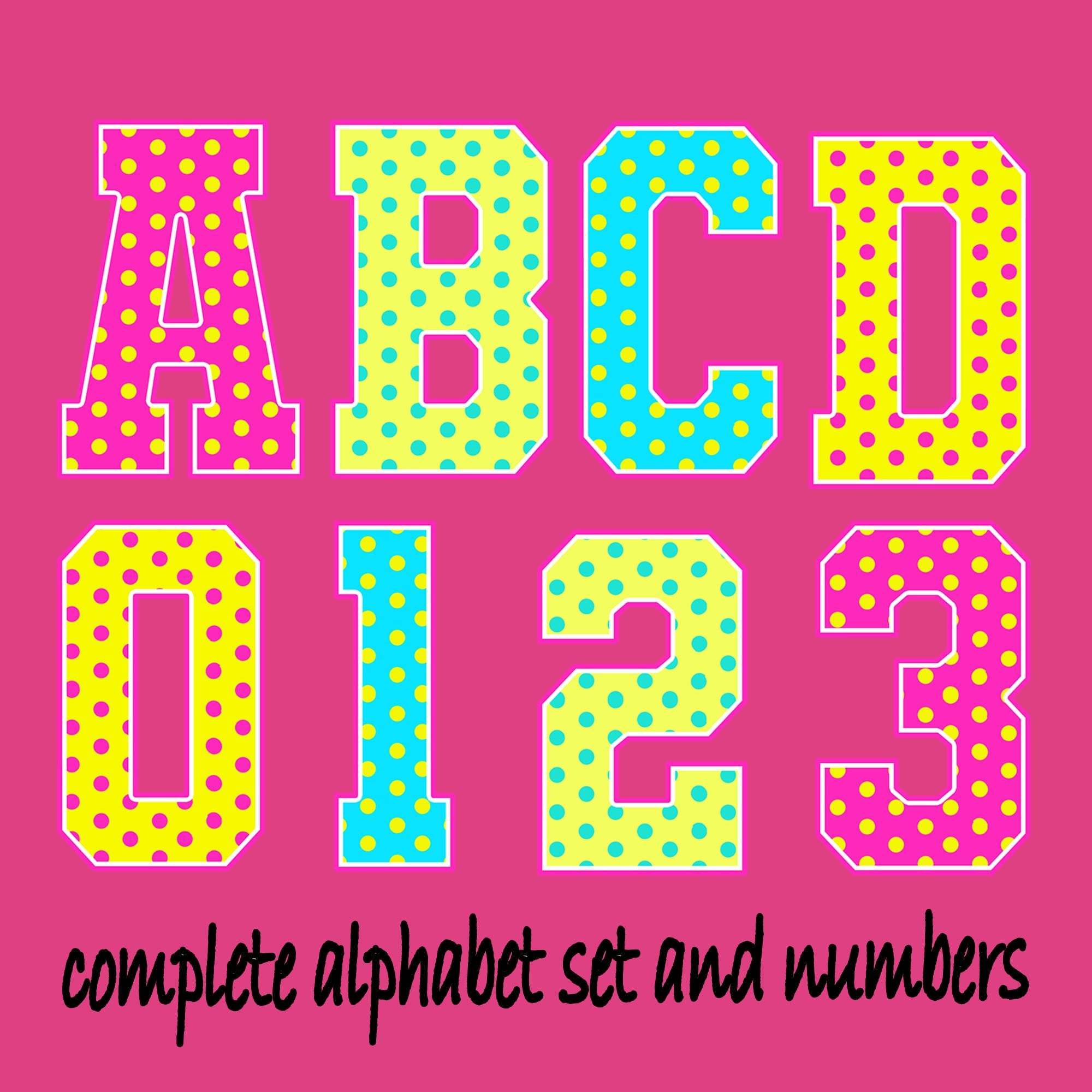 Neon Polka Dots Letters PNG, Sport Alphabet Png, Pink and Blue Alpha ...
