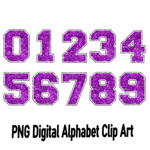 Sequin Faux Glitter Purple and Silver Alphabet Letters and Number Set ...