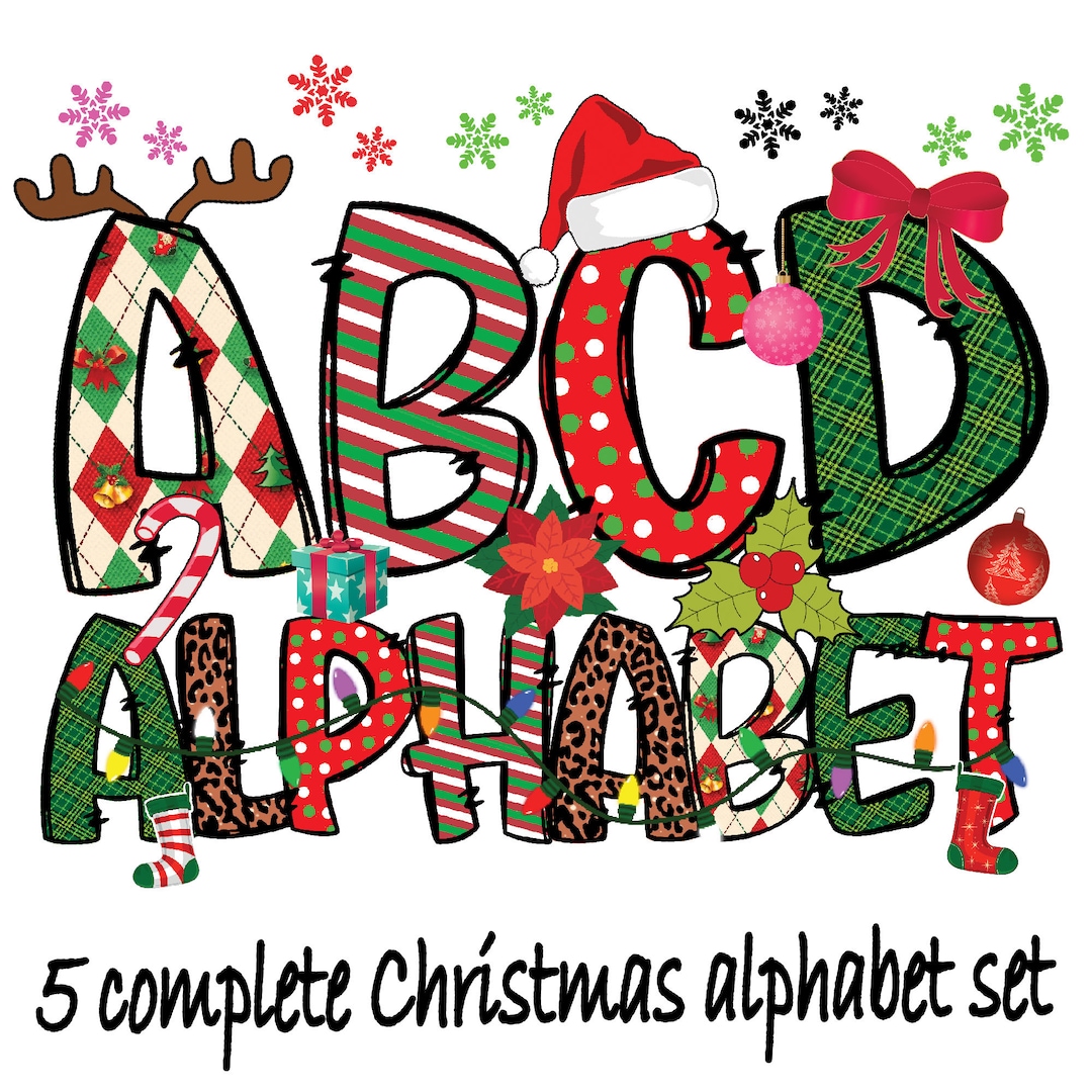 Christmas Alphabet PNG Christmas PNG Xmas Doodle Alphabet - Etsy