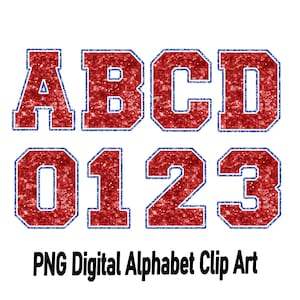 Sequin Faux Glitter Red and Blue Alphabet Letters and Number Set ...