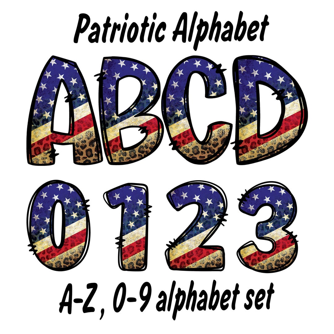 Leopard Patriotic Alphabet PNG, 4th of July, Independence Day, Alpha ...