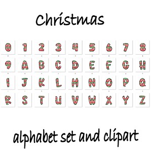 Christmas Doodle Letters, Uppercase Alphabet Set, Retro Christmas ...