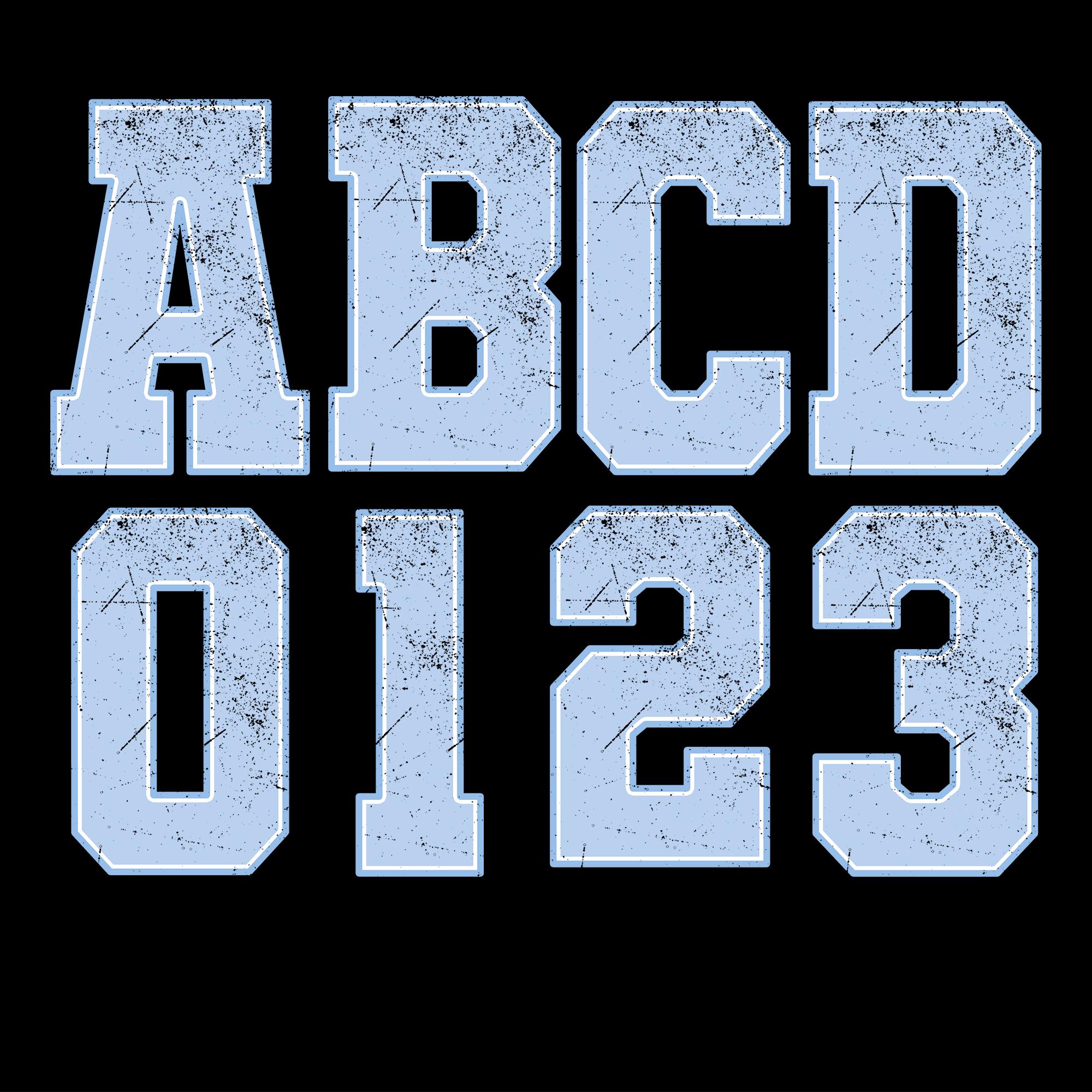 Light Blue Alphabet and Numbers ,retro Alphabet Letters, PNG File, Mama ...