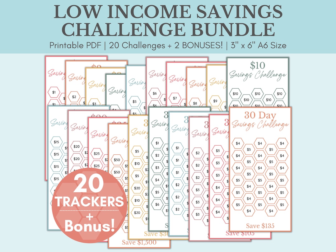 Low Income Savings Challenge Printable A6 Savings Challenge Money ...