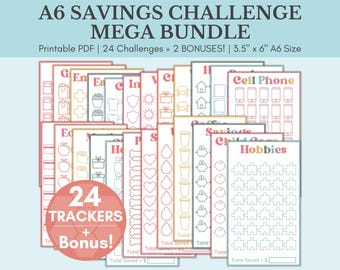 Savings Challenge Printable Savings Challenge Bundle A6 Sized Mini ...