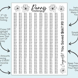 Penny Savings Challenge Printable | Save 667.95 Dollars (PDF Download ...