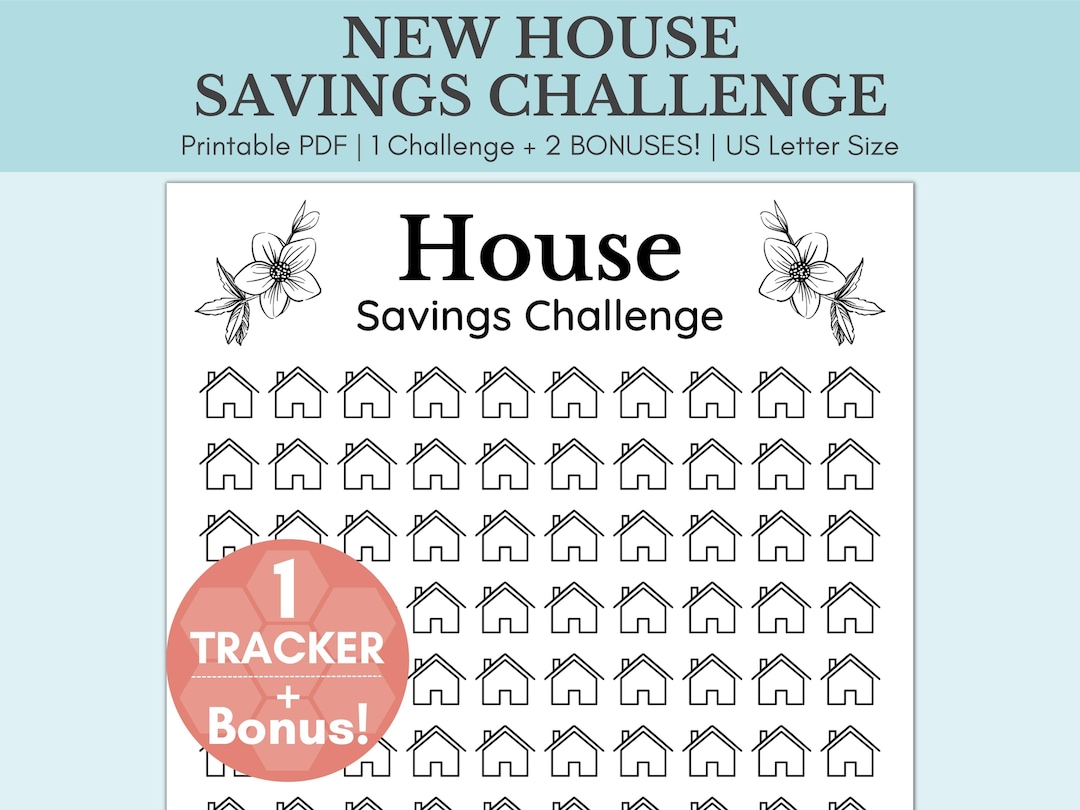 House Savings Challenge Printable | New House Savings Chart | House ...