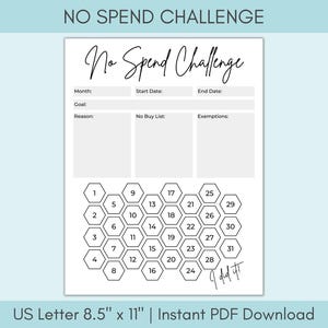 3 Page No Spend Challenge Printable Bundle + BONUS Emergency Fund ...