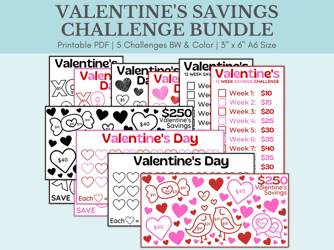 Valentine's Day Savings Challenge A6 Savings Challenge Savings ...