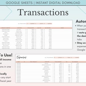 Small Business Bookkeeping Spreadsheet Google Sheets, Income and ...