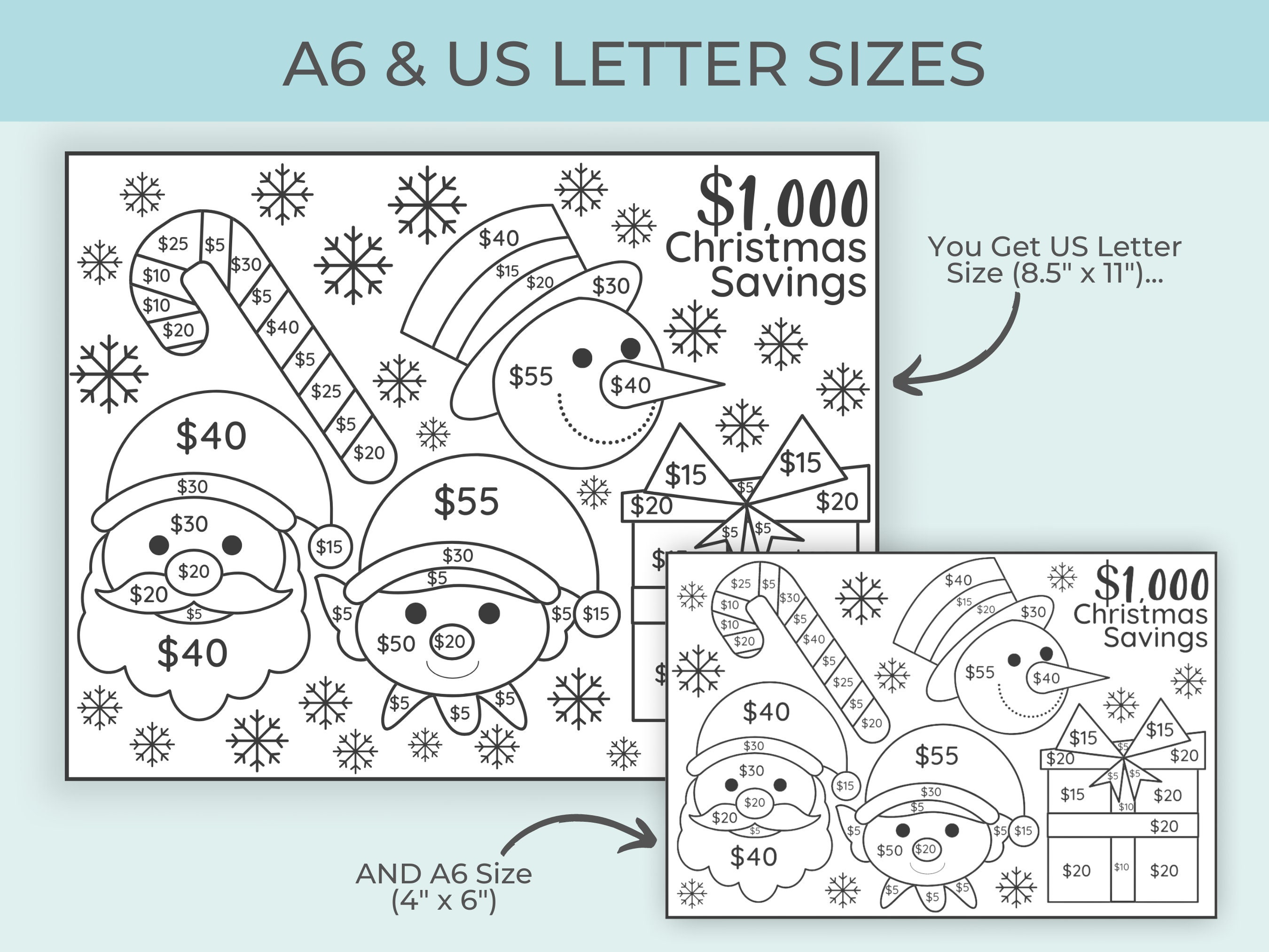 Christmas Savings Challenge Christmas Savings Challenge A6 - Etsy