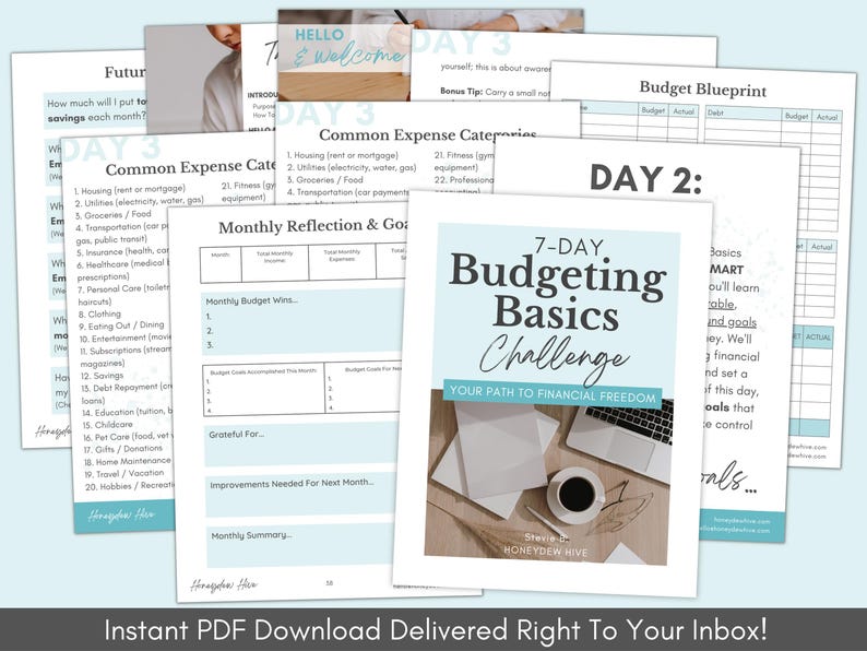 7-day Budgeting Basics Challenge | Printable Beginner Budget Workbook ...